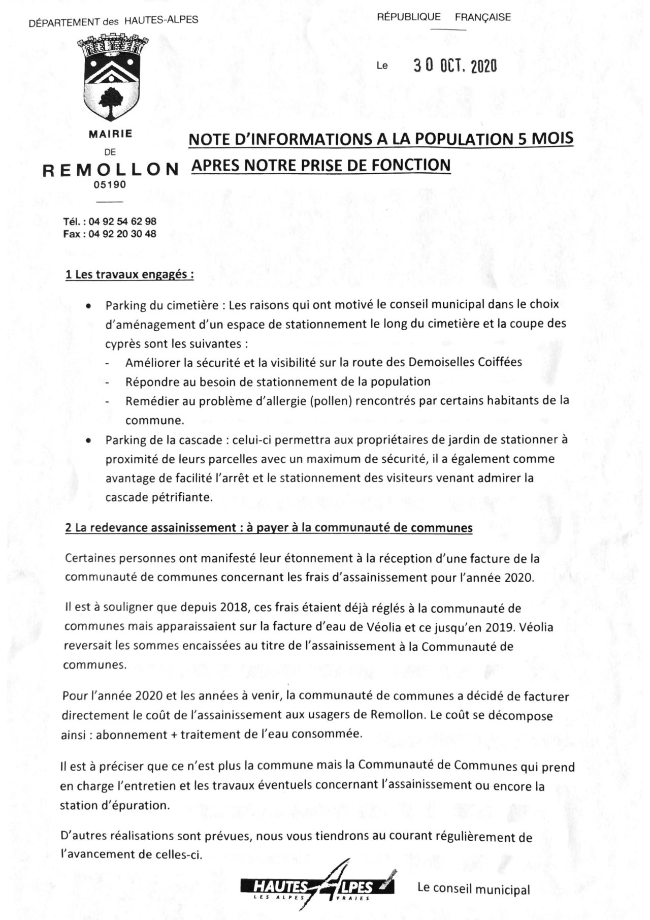NOTE D'INFORMATION - Mairie de Remollon